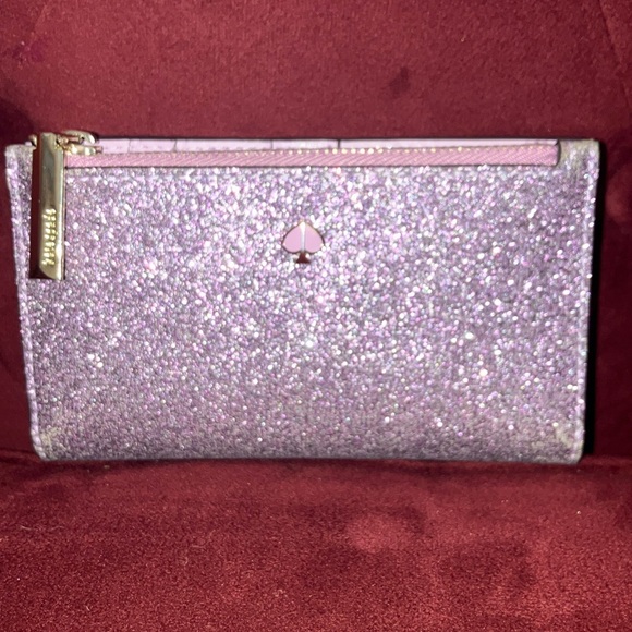 kate spade | Bags | Kate Spade Purple Leather Glitter Snap Wallet ...